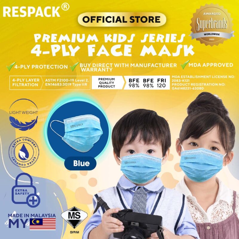 Kids Disposable 4-Ply Surgical Mask (Blue) – PackXpress by RESPACK