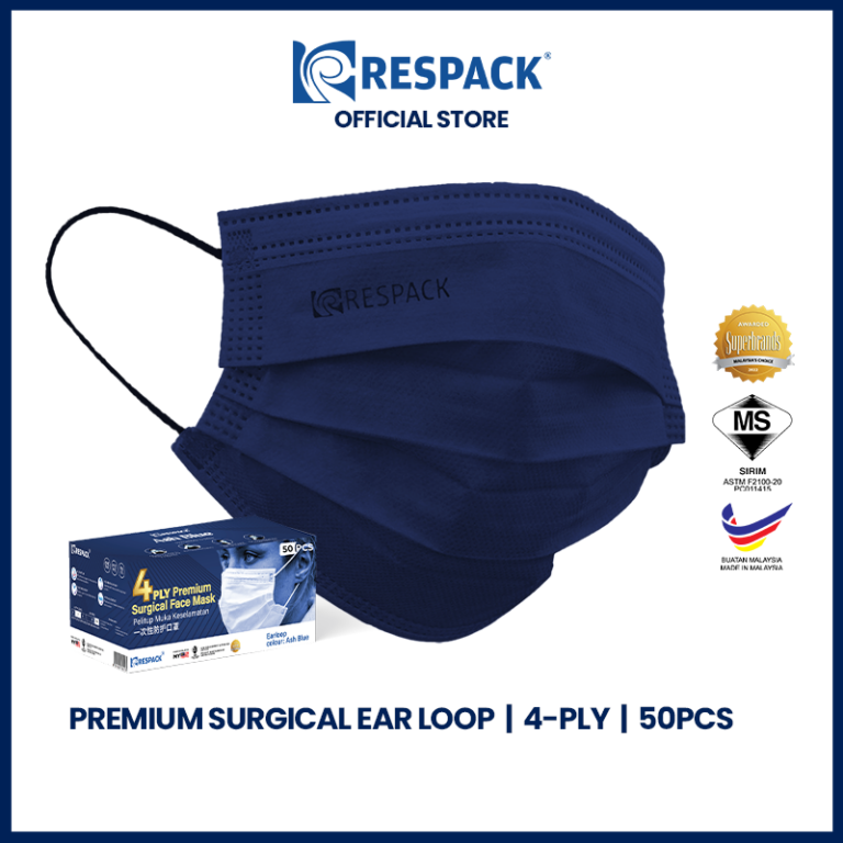 4-Ply Premium Surgical Face Mask (Ash Blue) – PackXpress by RESPACK