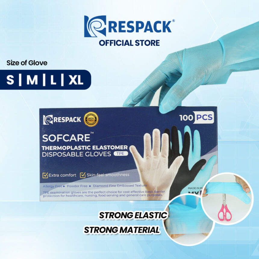 Thermoplastic Elastomer (TPE) Disposable Gloves – Blue – PackXpress by RESPACK