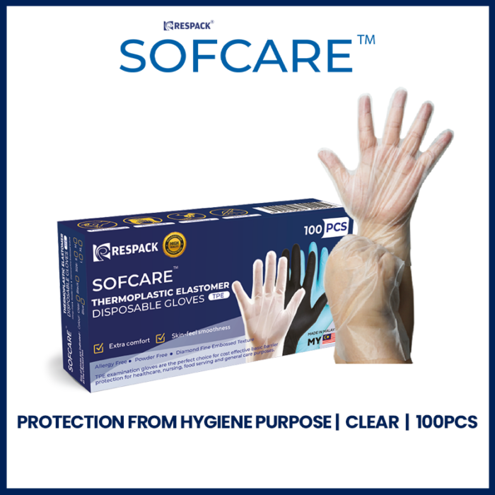 Thermoplastic Elastomer (TPE) Disposable Gloves – Clear - PackXpress by ...