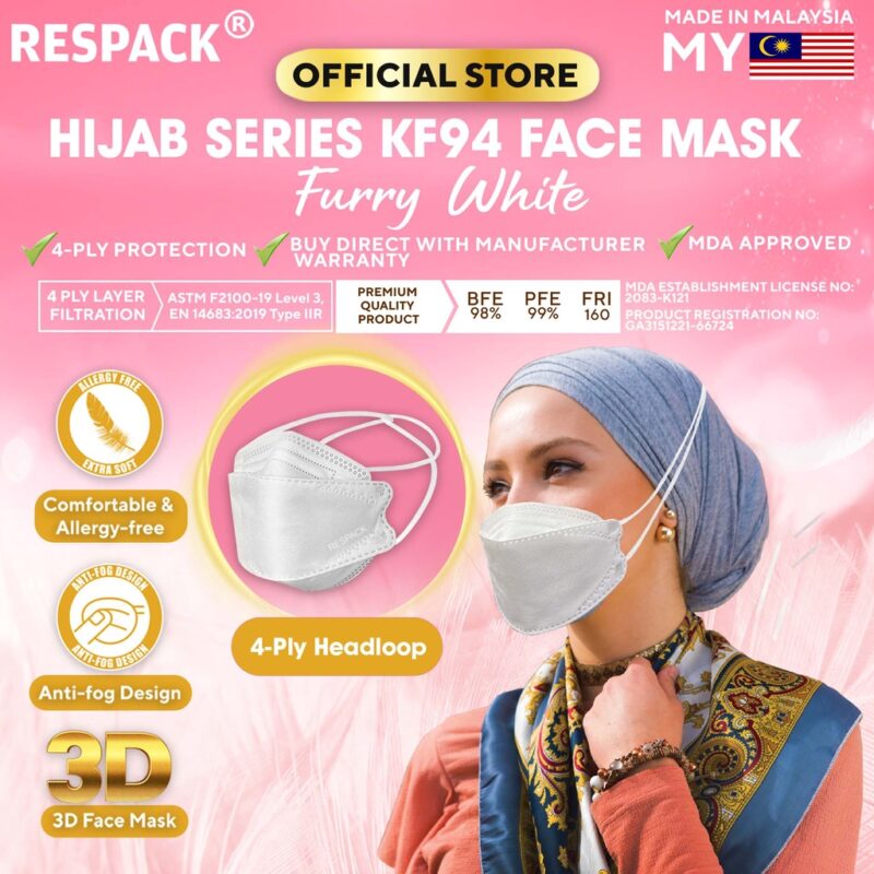 Hijab Series KF94 Face Mask (Furry White) – PackXpress by RESPACK